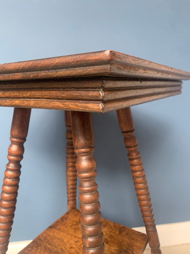 Antique Arts and Crafts Oak Square Bobbin Table | THE ANTIQUES HOUND