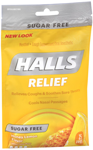 HALLS SUGAR FREE BAG HONEY LEMON 25CT | Amwell Pharmacy