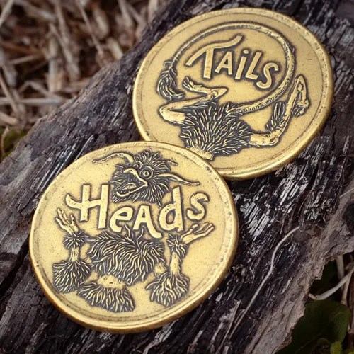 Labyrinth Firey Heads or Tails Decision Maker Coin | Curioaks