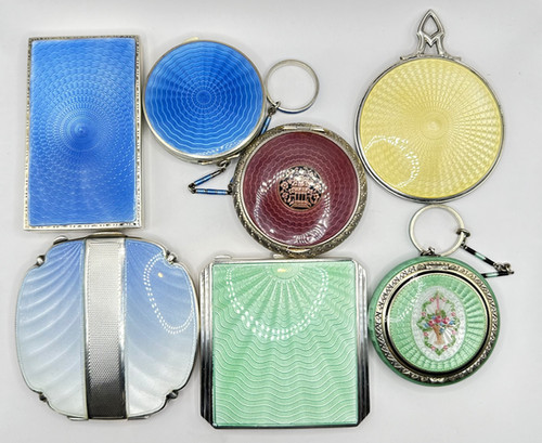 Group of 7 Victorian Silver and Guilloche Enamel Compacts | Haig's of ...
