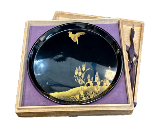 Japanese Lacquer Plate with Box ca. 1820 (Provenance Documents Included ...