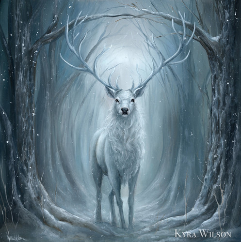 Solstice Stag, Hand Embellished Canvas Print | Kyra Wilson