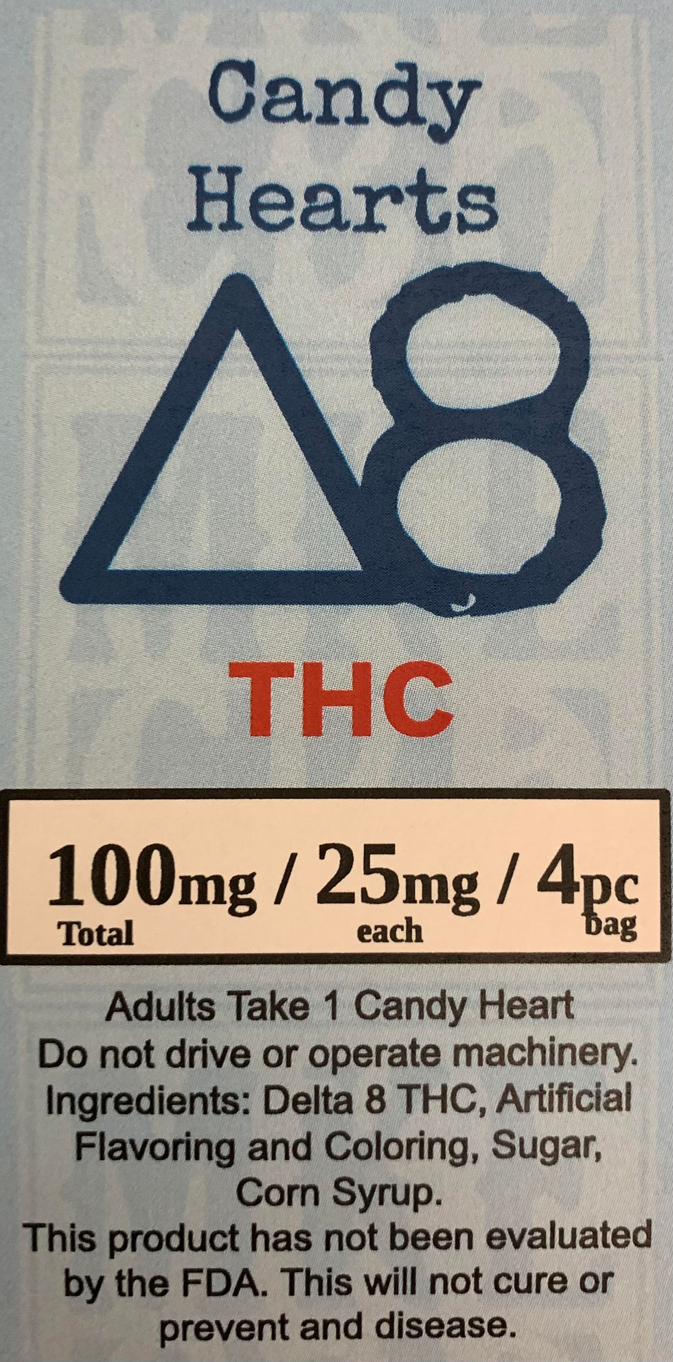 Delta 8 Candy Hearts, 100mg, 4pc | CBD Thera of WI