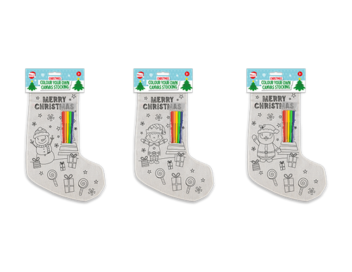 Christmas Colour Your Own Canvas Stocking | Blanks R Us