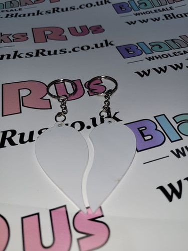 Clear acrylic split heart keyring with 2 key chains | Blanks R Us