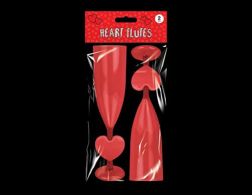 Valentines plastic heart flutes 2 pack | Blanks R Us
