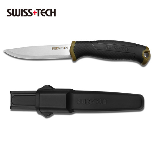 SWISS TECH Fixed Blade Knife Survival Knife with Sheath Knife Tactical ...