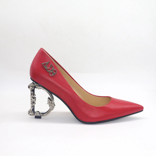 ΔΣΘ Red Genuine Leather D Heels | b.c.e. Custom Shoes
