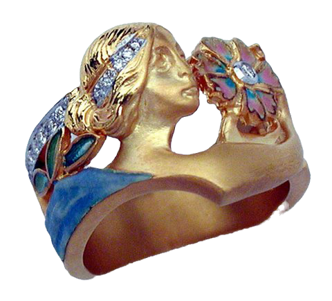 Muse Ring with flowers and diamonds | lustre-gallery