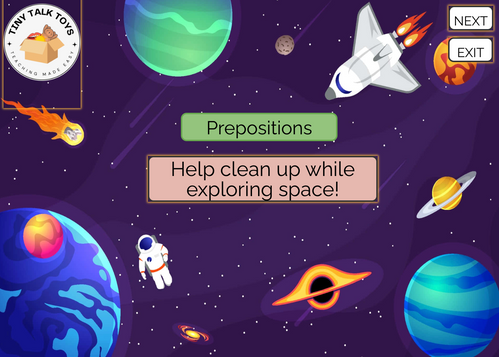Space Theme Prepositions Boom Cards | Tiny Talk Toys
