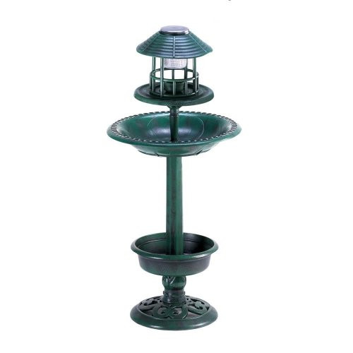 Verdigris Solar Birdbath Planter | bobsgardenideas