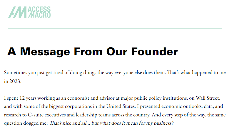 Message From Our Founder | Access/Macro