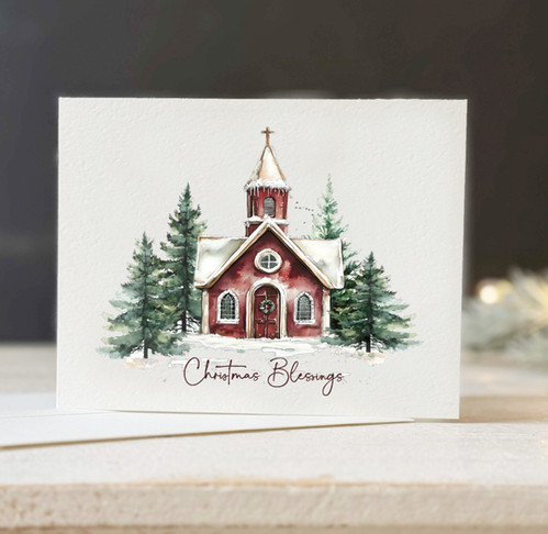 CHRISTMAS CHURCH greeting cards - set of 6 | woodstockrustic