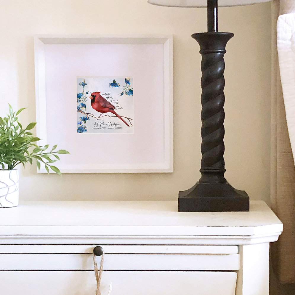 CARDINALS APPEAR memorial painting personalized | woodstockrustic