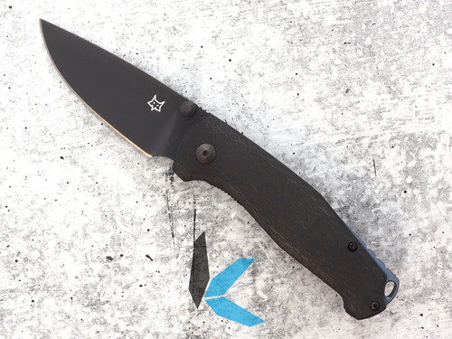 Fox Knives FX-528 B Pocket Knife Black Elmax Stainless & Black Carbon ...