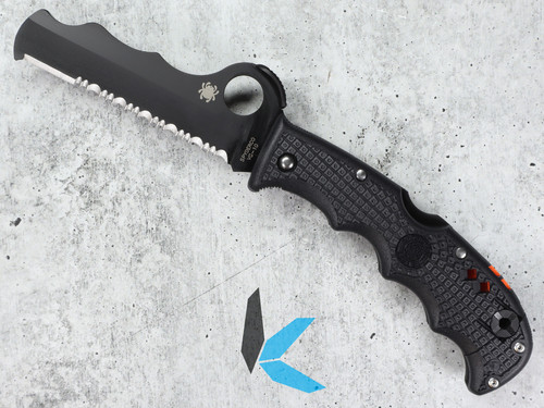 Spyderco Assist Black Blade Fully Serrated Rescue Knife C79PSBBK | knifehub