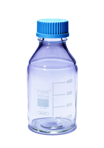 PYREX BOTTLES, MEDIA-LAB, WITH CAP AND POURING RING | lsscientific