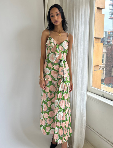 Miu Miu Ruffled Silk-Jacquard Dress | Once Twice