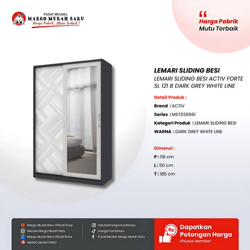 LEMARI SLIDING BESI ACTIV FORTE SL 121 | Margo Murah Baru