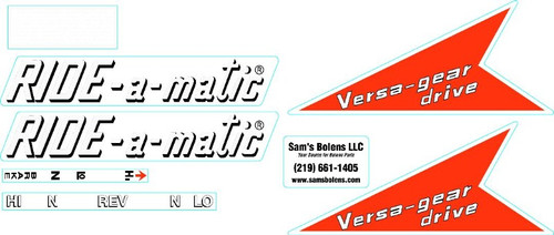 62 Ride-a-matic Decal Set | Sam's Bolens, LLC