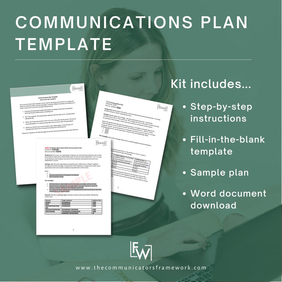 Communications Plan Template | The Framework