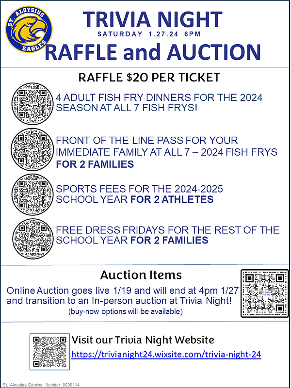 Raffle Items | Trivia Night 2024