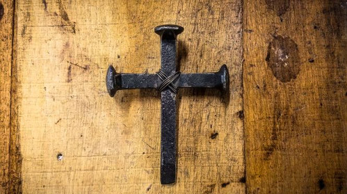 Railroad spike cross | Peck Mountain Anvil