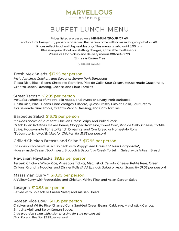 Menus | Marvellouscatering