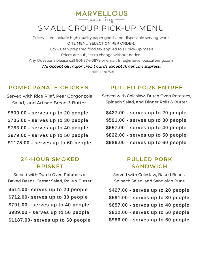 Menus | Marvellouscatering