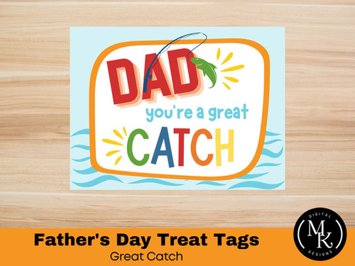Father's Day - Dad You're a great Catch -Card, Father's Day Gift Tag ...