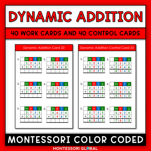 Montessori Math Dynamic Addition Printable Task Cards | Montessori Global