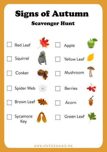 Signs of Autumn - Scavenger Sheet | Catkin & co