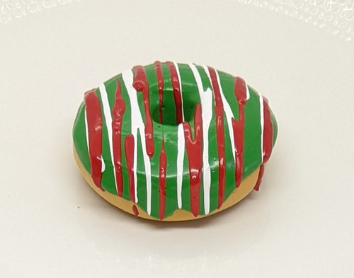 Fake Donut with Green Icing with Red & White Stripes | Fake Food Australia