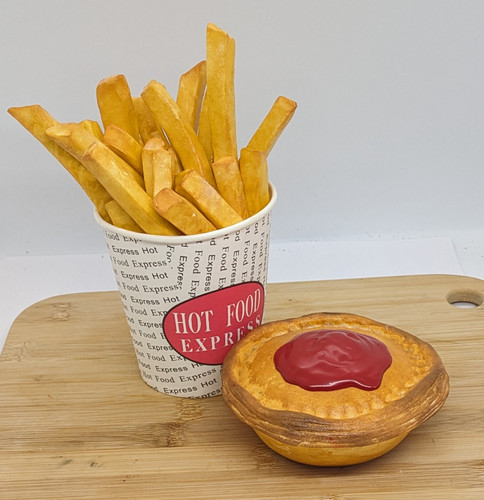 Fake Meat Pie & Chips (Chip bucket not included) | Fake Food Australia
