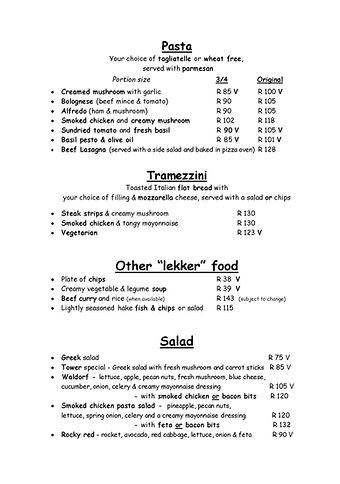 Menu | Tower of Pizza