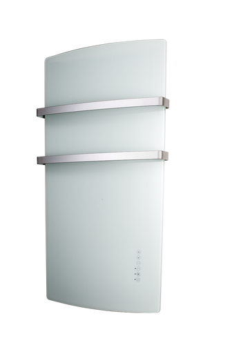 Glass front bathroom panel heater Deva 1500W - Onyx white | Alternative ...