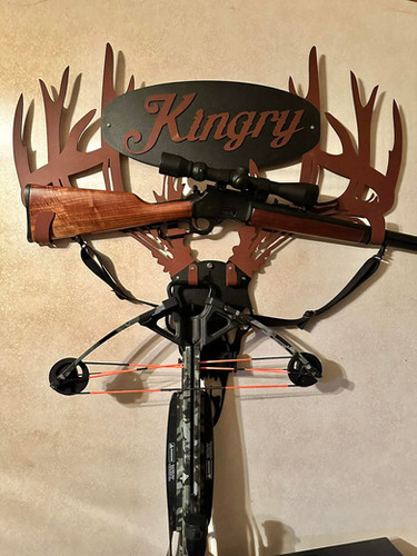 Custom made personalized metal bow holder | Wild Steel Customs