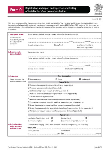 QLD Gov Form 9 - Backflow Prevention v2 2024 | tradiesrescue
