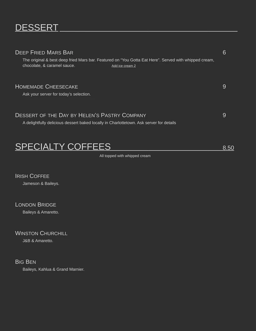 Menu | Churchill Arms