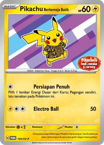 Limited Edition Pokemon Indonesian Promo - Pikachu Batik 154/SV-P | kartu
