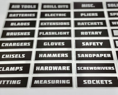 Tool Box Labels - Metallic Carbon Fiber | CreativeVizionStudio