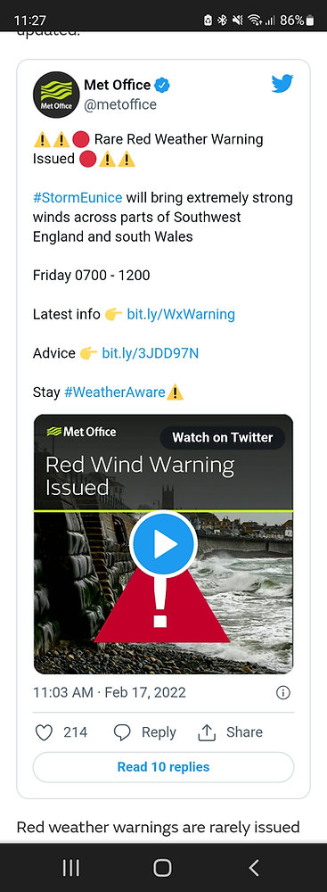 Red weather warnings