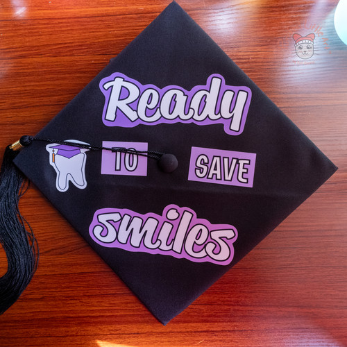 Dental Graduation Cap Stickers - Lilac | Purrfect Little Art