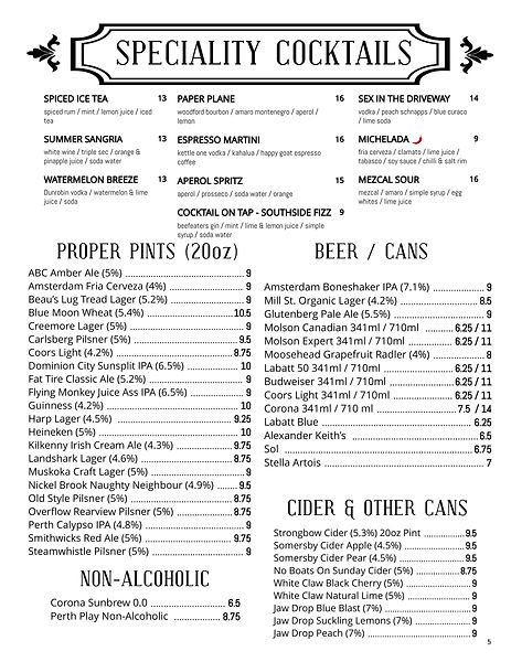 GCP MENUS | Glebe Central Pub