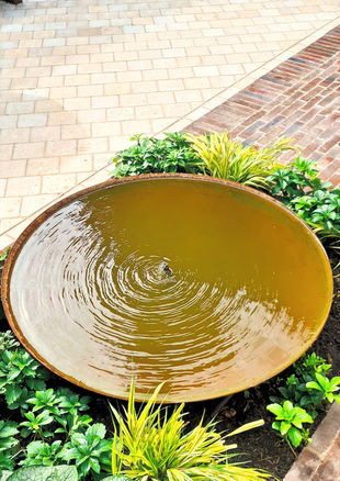 Contemporary, Shady Courtyard Garden with Sunken Seating Area and Water ...