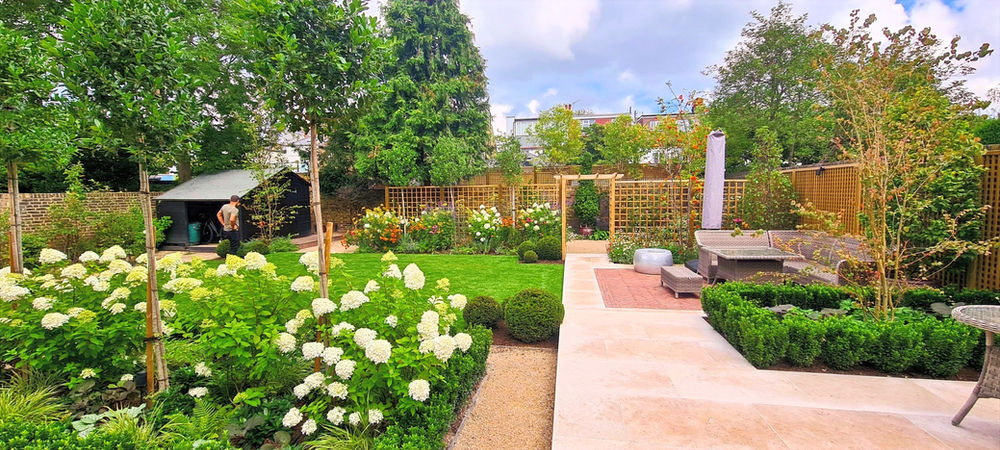 Fabulous Formal Family Garden with Terraces and Large Lawn