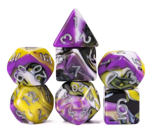Non Binary Swirl Flag Acrylic Dice Set | Artistic Alchemy