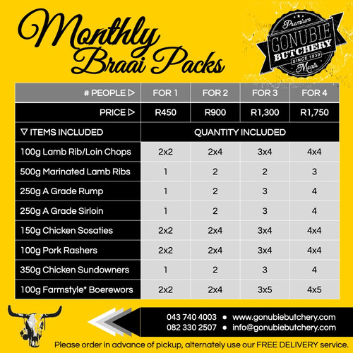 Monthly Braai Packs | Gonubie Butchery