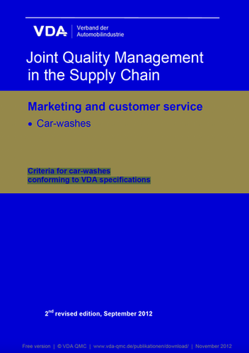 VDA Criteria for Car Washes Conforming to VDA Specifications