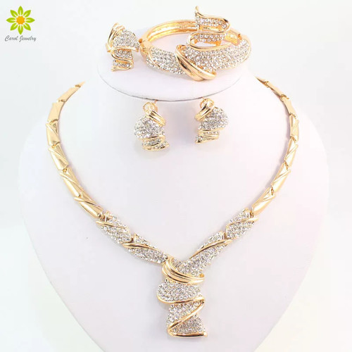 Fashion Gold Color Alloy Rhinestone Wedding Jewelry Sets | Shanvi Shop